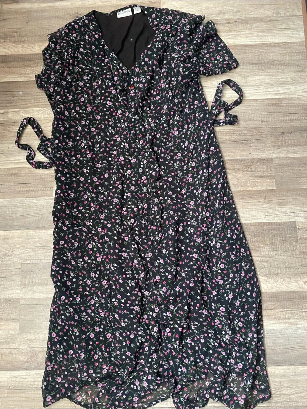 Kiss Collection | Dresses | Buttonup Floral Black Wrap Maxi Dress With ...